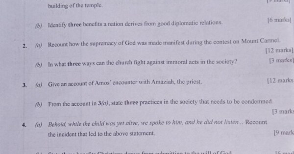 WAEC CRS Answers Wednesday 21st May 2025 - Exambot